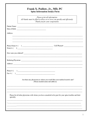 Fillable Online Fillable Online Spine Information Intake Form - Boston ...