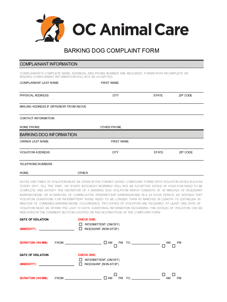 Fillable Online Dog Law Complaint Form - Pennsylvania Department of ...