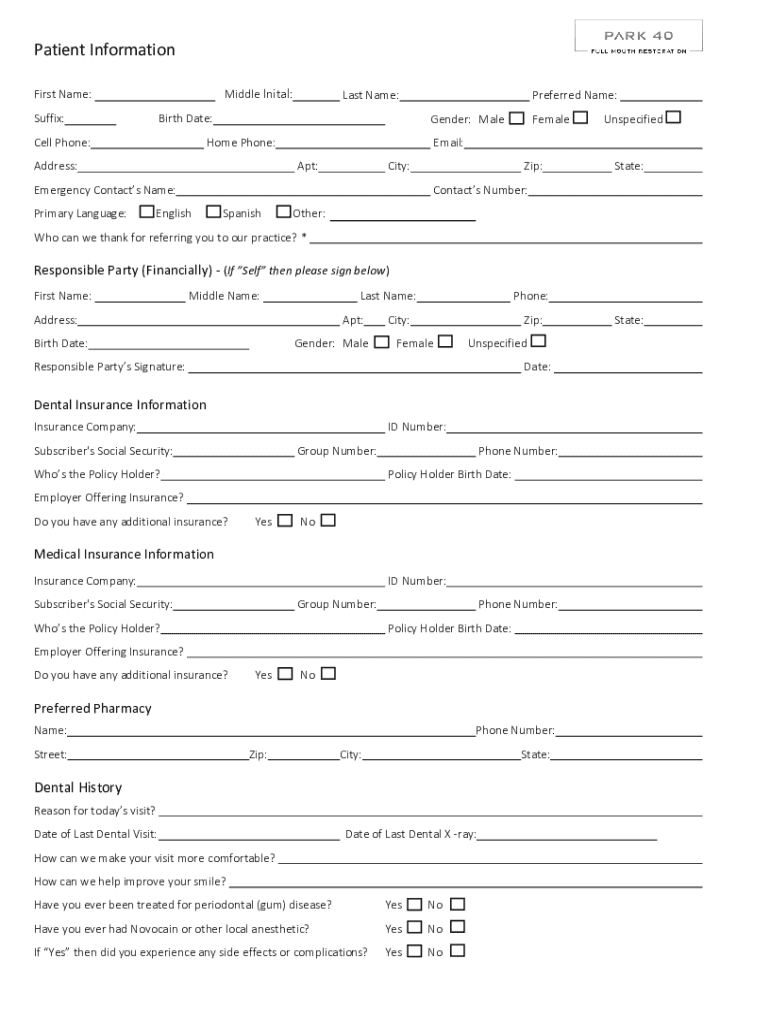 Fillable Online Fillable Online NEW PATIENT INFORMATION SHEET Facility: LB ... Fax Email Print ...