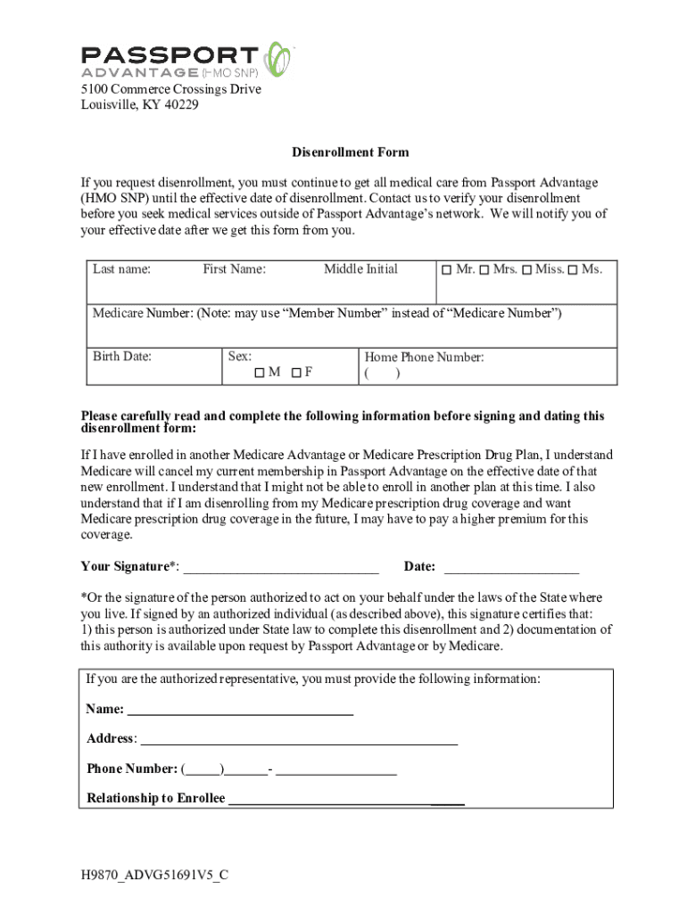 Fillable Online Fillable Online If you request disenrollment, you must ...