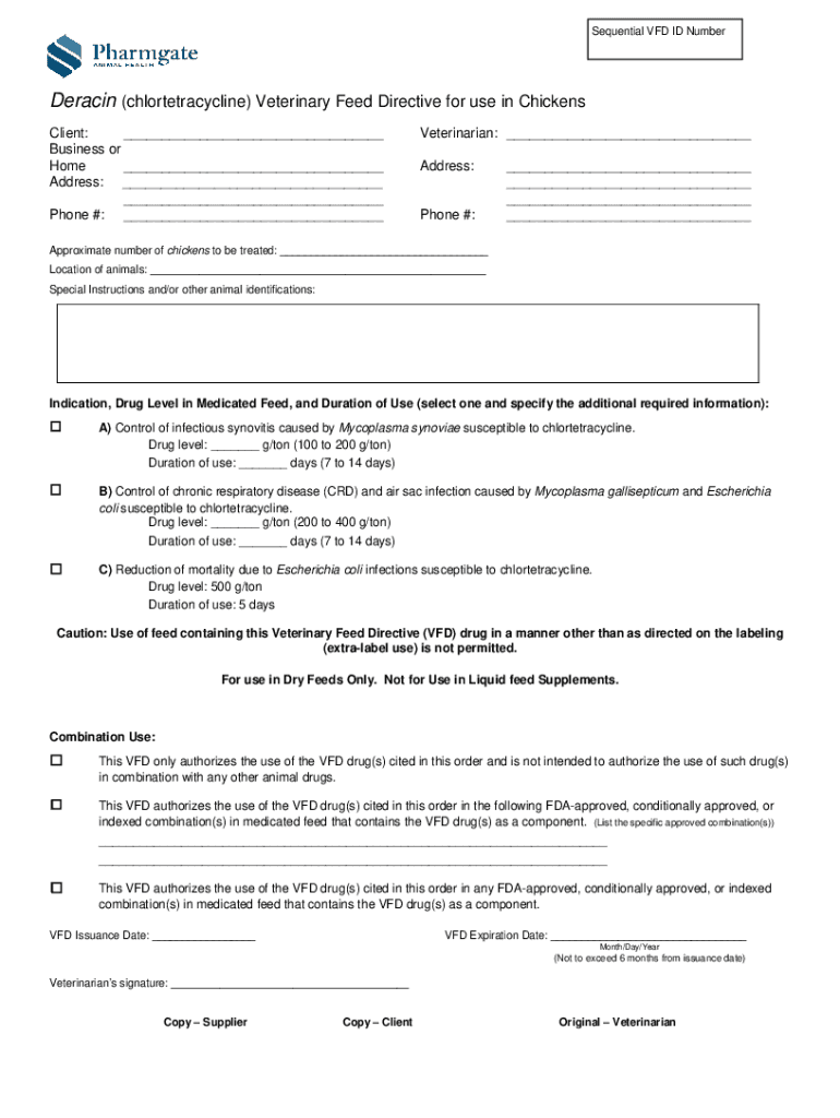 Fillable Online Deracin (chlortetracycline) Veterinary Feed Directive ...