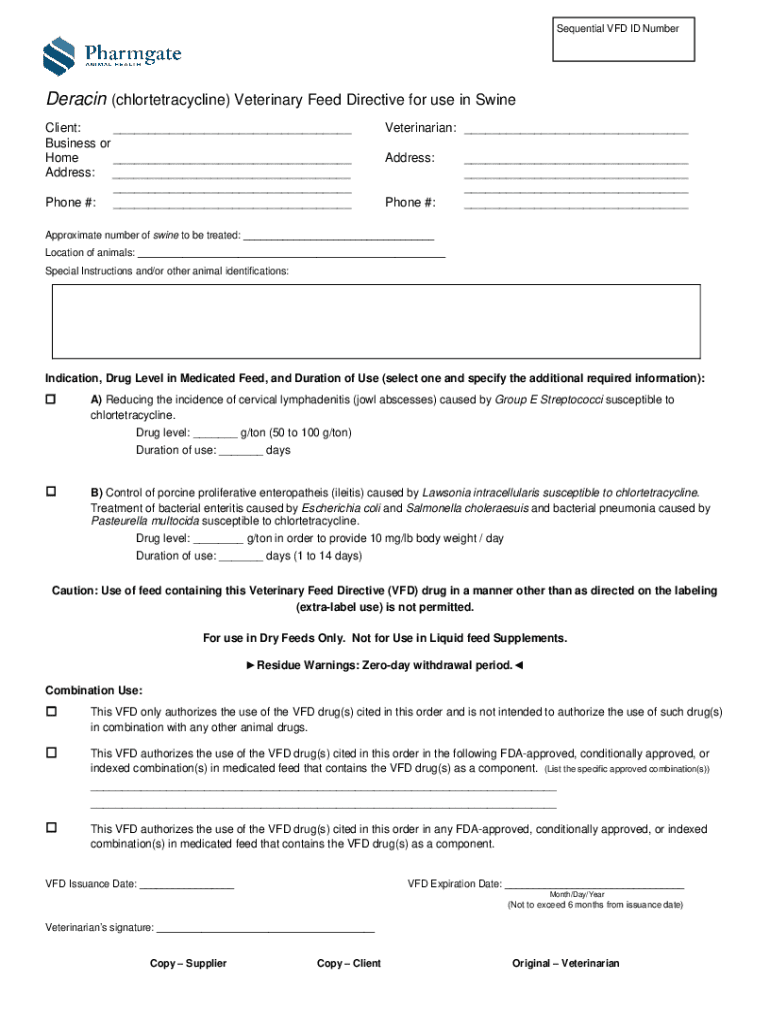 Fillable Online Deracin (chlortetracycline) Veterinary ... - Pharmgate ...