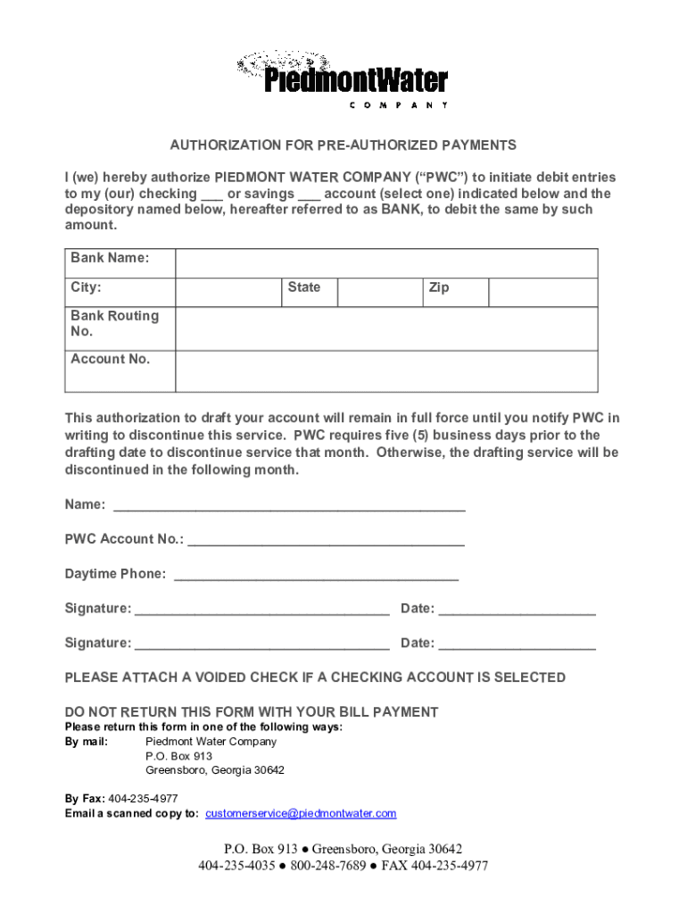 Fillable Online Instructions for Bank Authorization form Fax Email ...