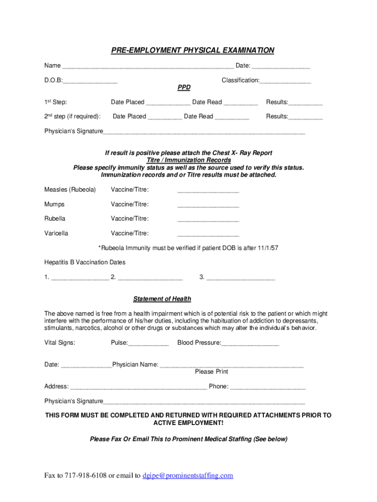 Fillable Online Physical Examination and Immunization Requirements by ... Fax Email Print ...