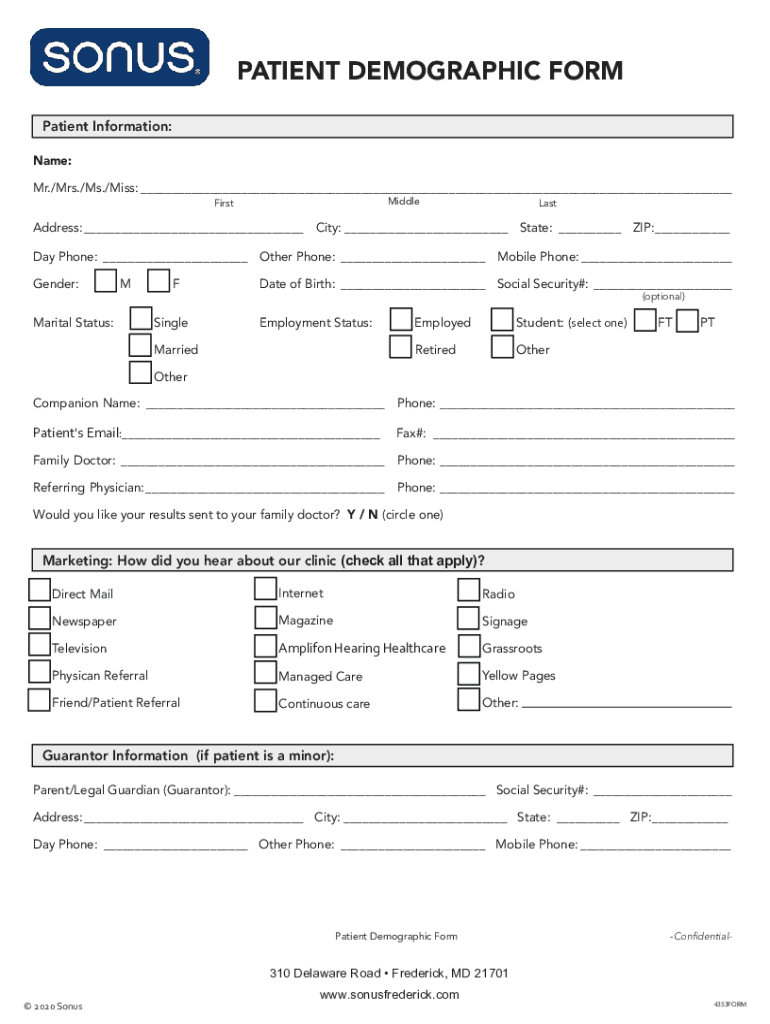 Fillable Online PATIENT DEMOGRAPHIC SHEET - NextEra Energy Fax Email Print - pdfFiller