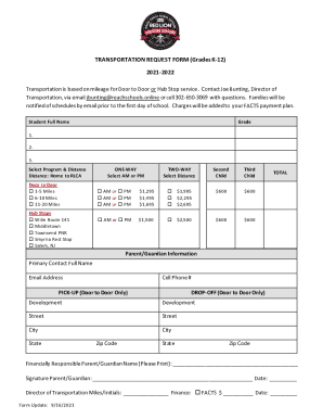 Fillable Online TRANSPORTATION REQUEST FORM (Grades K-12) 2021-2022 Fax ...