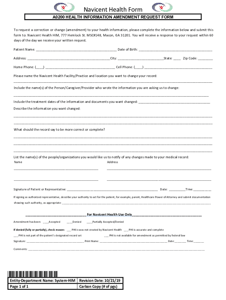 Fillable Online Atrium Health Medical Record Request Fax Email Print ...