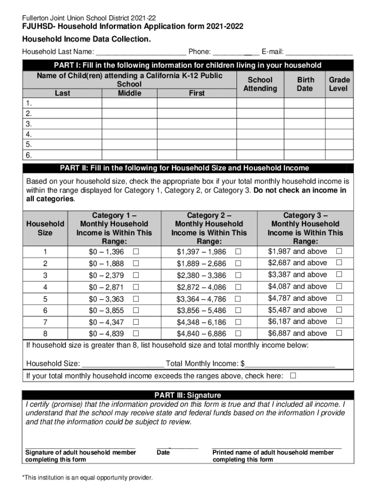 Fillable Online Get the free Household Income Data Collection Sample ...
