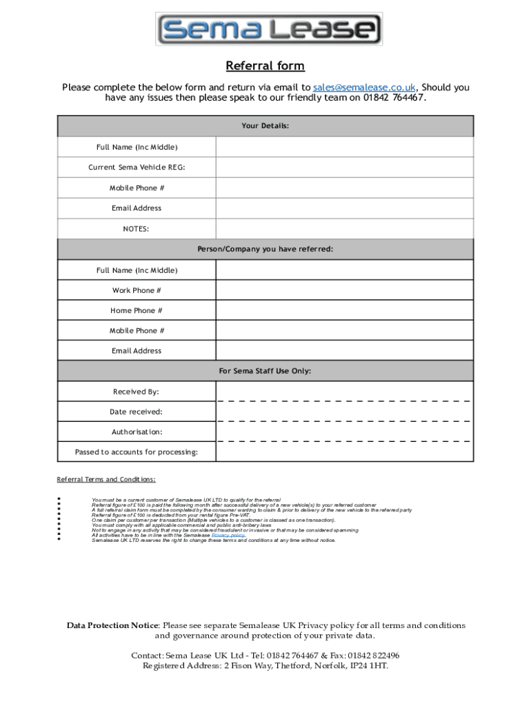 Fillable Online Referal-Form Fax Email Print - pdfFiller