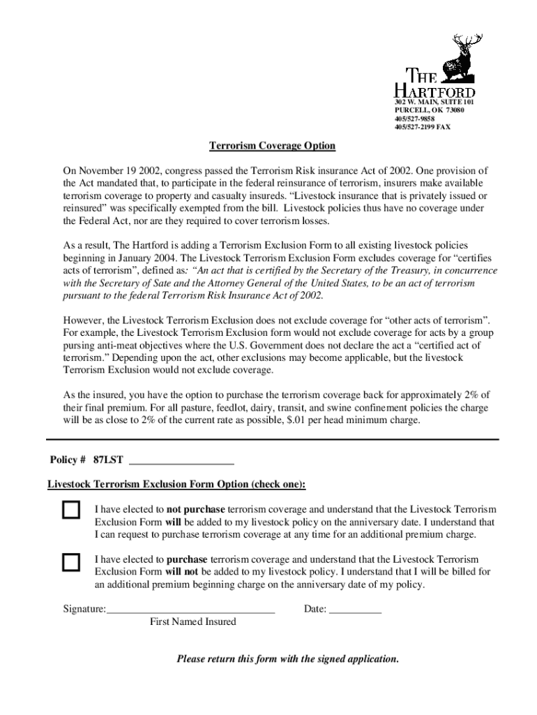 Fillable Online Livestock-Terrorism-Form Fax Email Print - pdfFiller