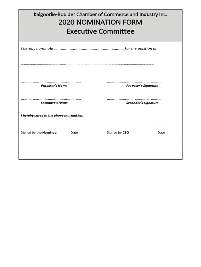 Fillable Online NOMINATION FORM FOR COMMITTEES Fax Email Print - pdfFiller