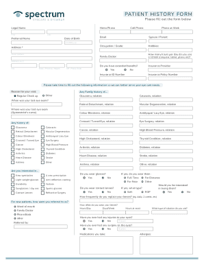 Fillable Online Spectrum Eyecare & Eyewear - Fillable PDF Patient ...