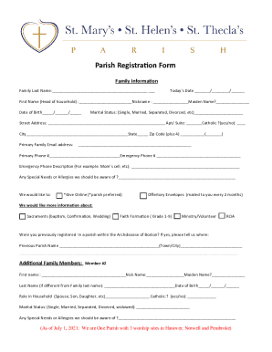 Fillable Online St. Ann Catholic Church Registration Form Fax Email ...