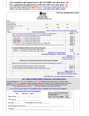 Fillable Online Updated Tune Up Parts & CAPS Order Form for Website 5 ...