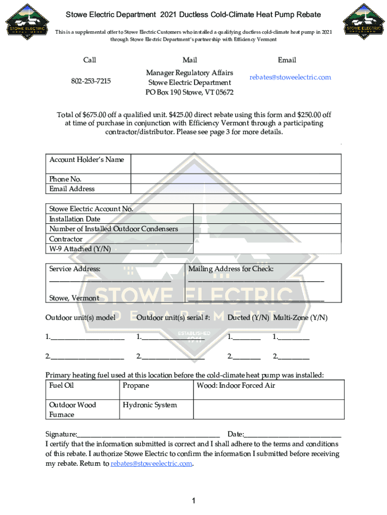 Fillable Online Cold-Climate Heat Pump Rebate Form Fax Email Print ...