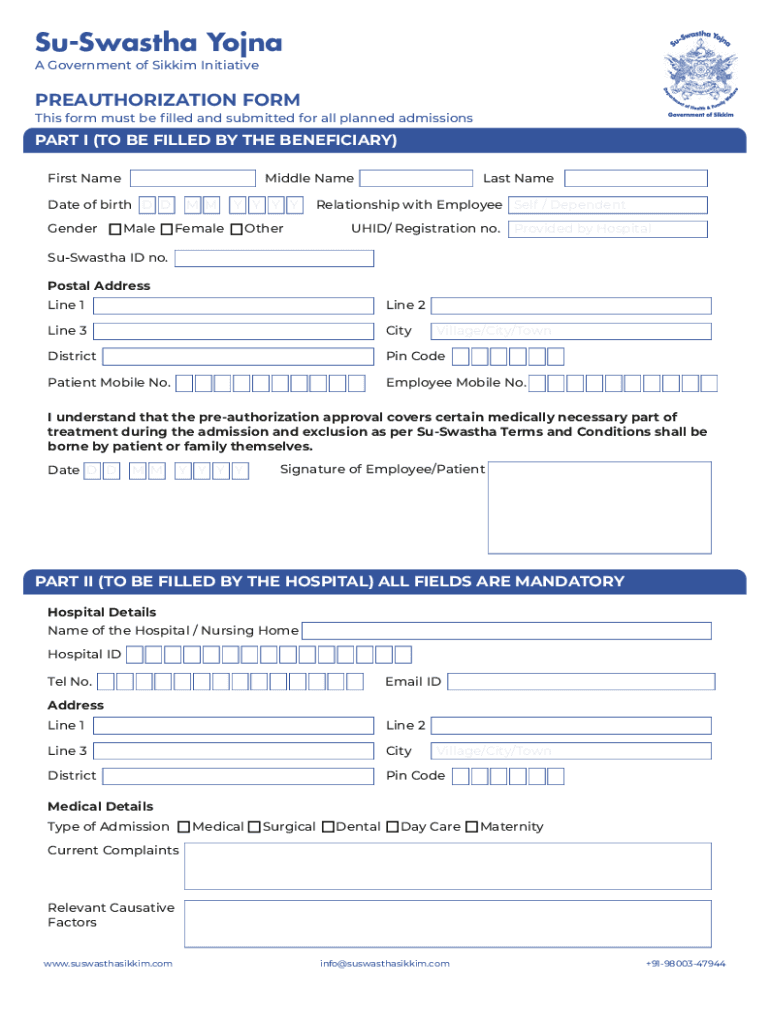Fillable Online Pre Authorization Form V3 Fax Email Print - pdfFiller