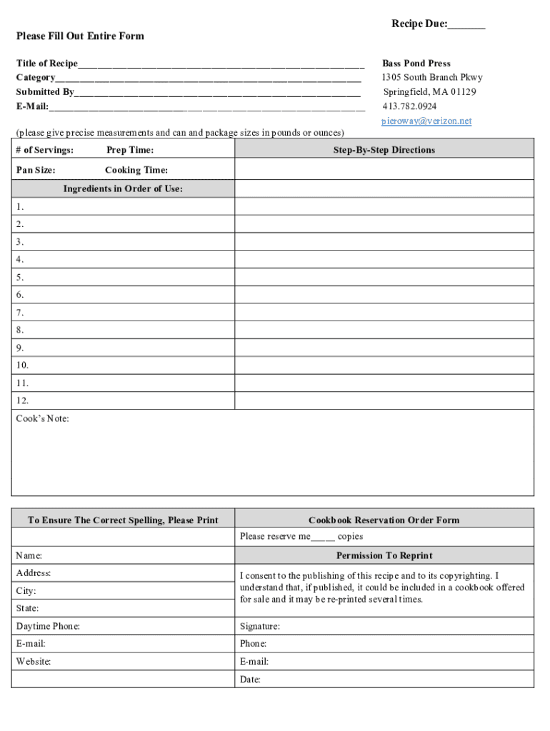 Fillable Online Submit a Recipe Form2.doc Fax Email Print - pdfFiller