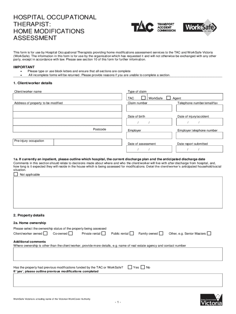 Fillable Online Occupational therapy discharge planning for older ...