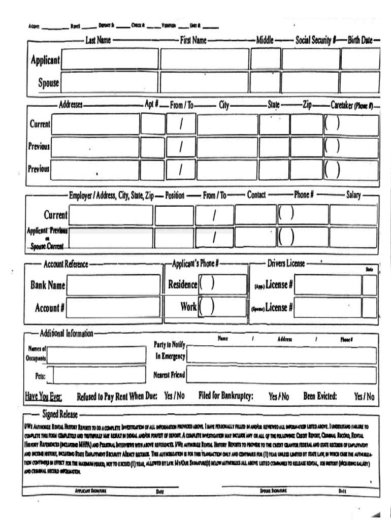 Fillable Online RENTAL APPLICATION - Tenant Background Checks Fax Email ...