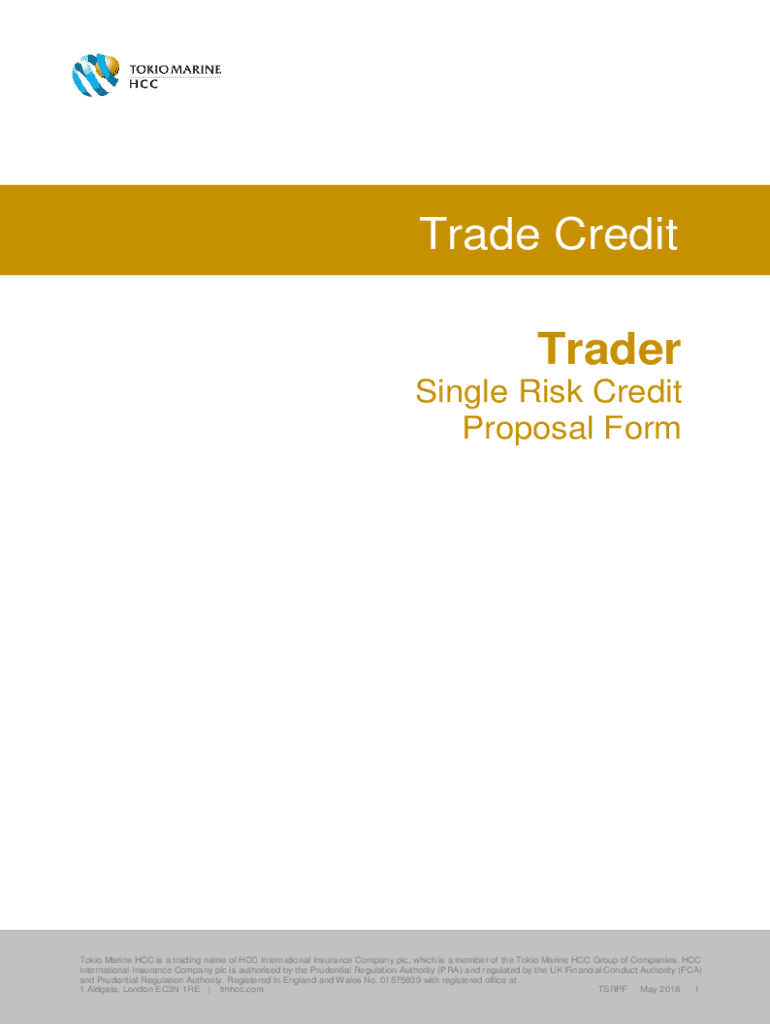 Fillable Online Single Risk Credit Proposal Form Fax Email Print ...