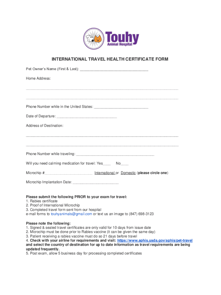 Fillable Online Health Certificate For Dogs Pdf - Fill Online ...