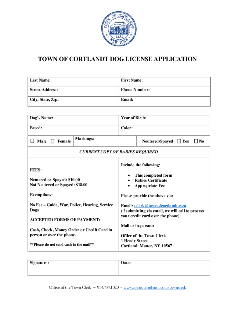 Fillable Online FORM - Dog License Application.doc Fax Email Print ...