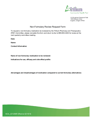 Fillable Online Trillium-Non-Formulary Review Request Form. Non ...