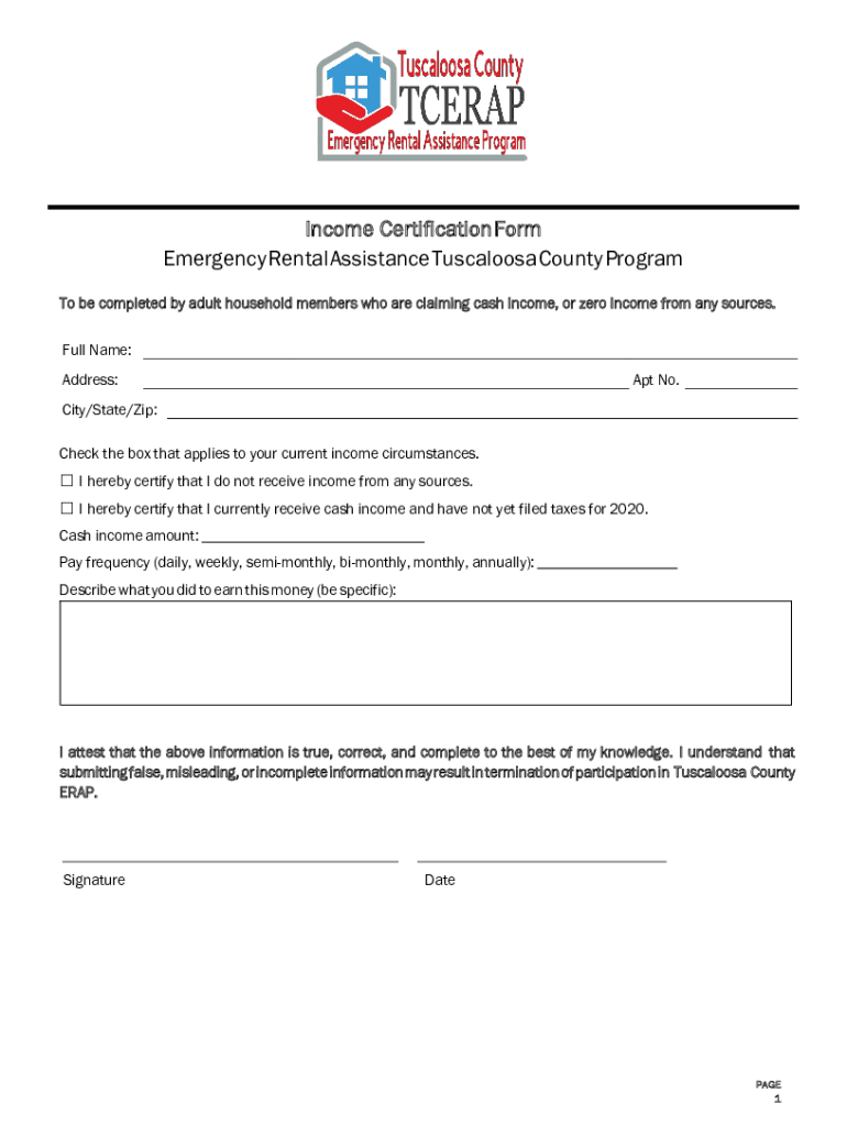 Fillable Online Certification of Zero Income (To be completed by all ...