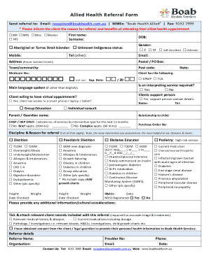 Fillable Online Referral Forms - Boab Health Fax Email Print - pdfFiller