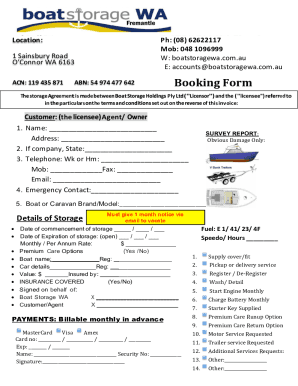 Fillable Online Updated booking form boat storage.docx Fax Email Print ...