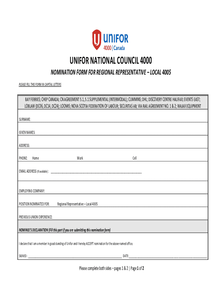Fillable Online www.unifor4000.comuploads2/2/4NOMINATION FORM FOR ...