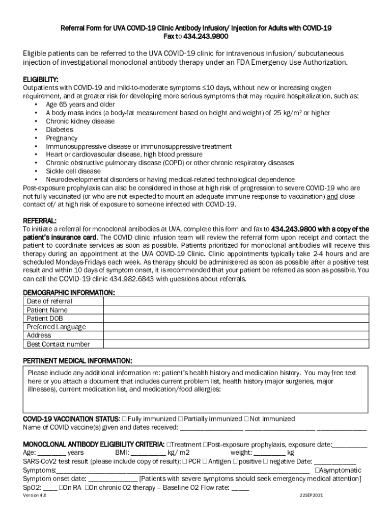 Fillable Online Monoclonal Antibody Therapy COVID-19 Infusion Centers ... Fax Email Print ...