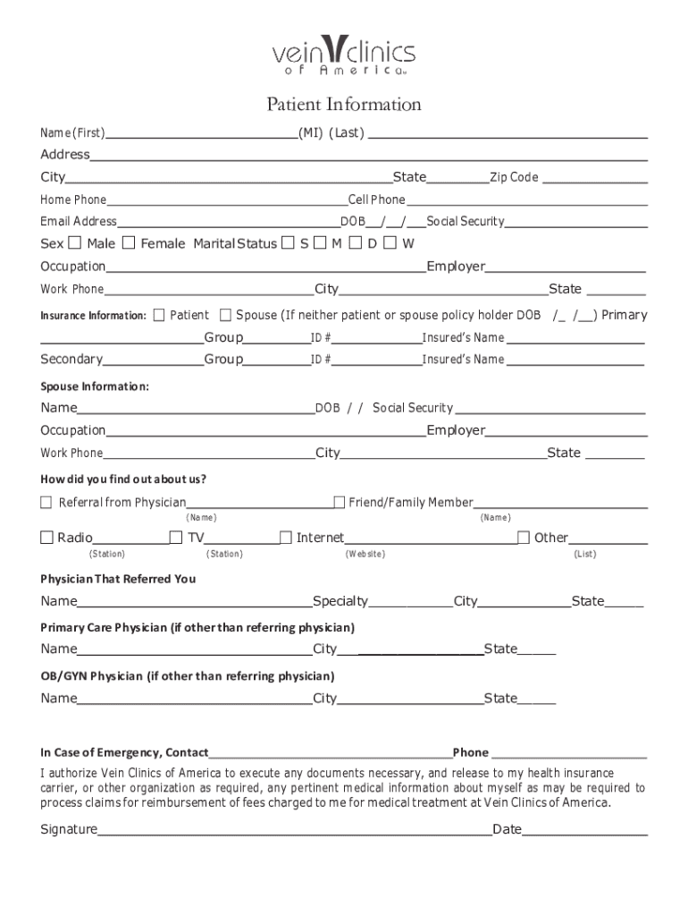 Fillable Online Patient Information Provider #: Patient s Name (First ...