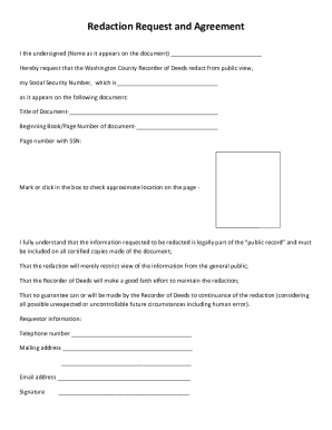 Fillable Online Redaction Request and Agreement Fax Email Print - pdfFiller