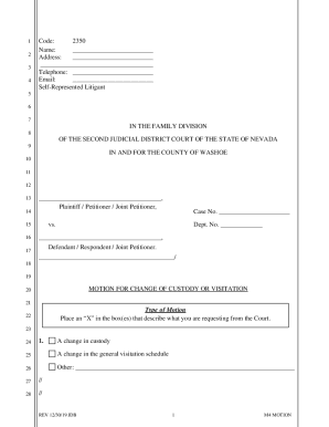 Fillable Online MOTION FOR CHANGE OF CUSTODY OR VISITATION Fax Email ...