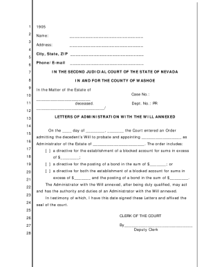 Fillable Online IN THE SECOND JUDICIAL COURT OF THE STATE OF NEVADA Fax ...
