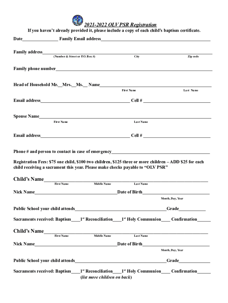 Fillable Online PSR Regsitration form 2021-22.docx Fax Email Print ...