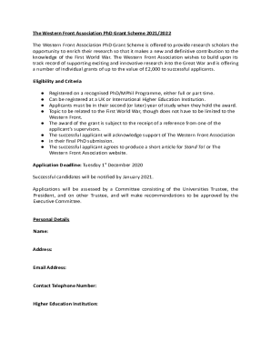 Fillable Online wfa-phd-grant-application-form-202122 Fax Email Print ...