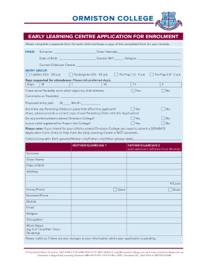Fillable Online ELC Sibling Application for Enrolment Form Fax Email ...