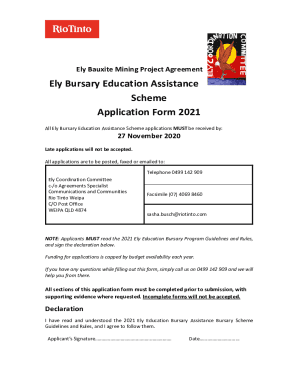 Fillable Online Ely Bursary Education Assistance Scheme Application ...