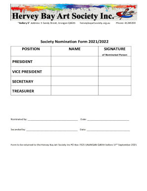 Fillable Online Society Nomination Form 2021/2022 POSITION NAME ...