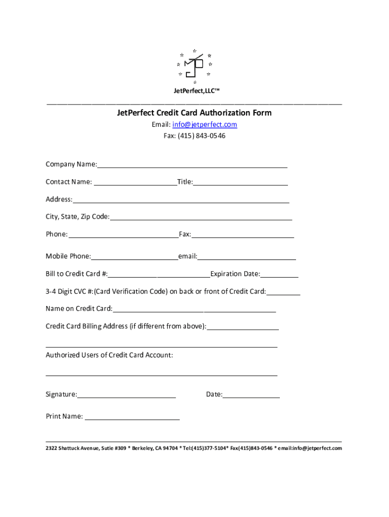 Fillable Online Fillable Online Credit Card Authorization Department of ...