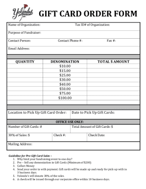 Fillable Online GIFT CARD ORDER FORM 11-19.docx Fax Email Print - pdfFiller