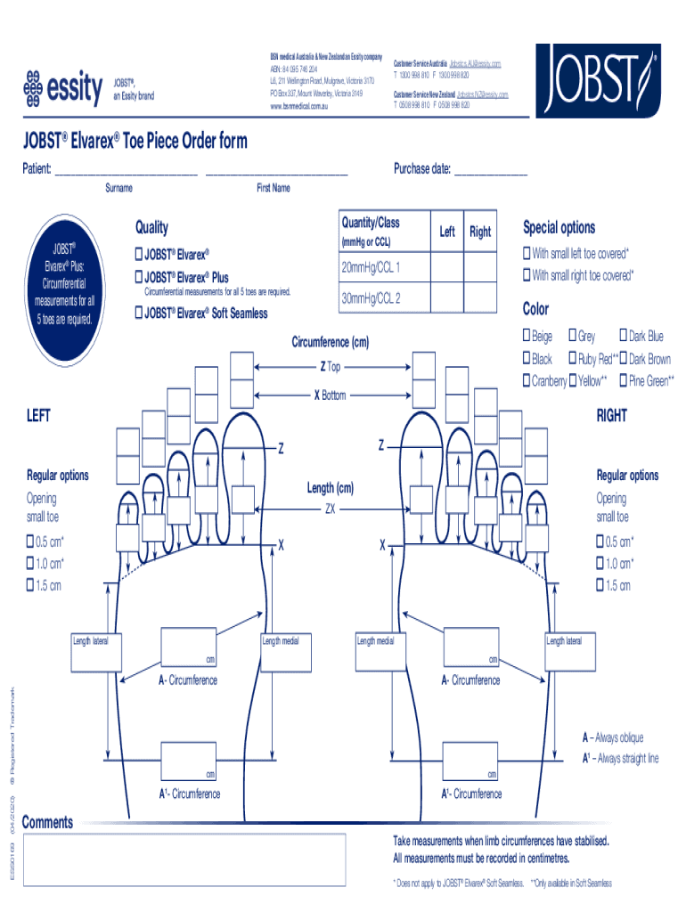 Fillable Online JOBST Confidence Line Armsleeves Order form Fax Email ...