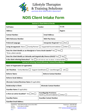Fillable Online LTTS NDIS Client Intake Form 1.2.docx Fax Email Print ...