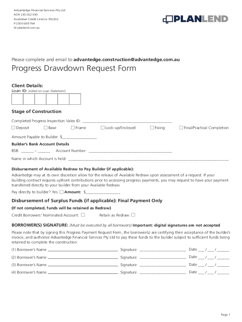 Fillable Online Progress Drawdown Request Form Fax Email Print - pdfFiller
