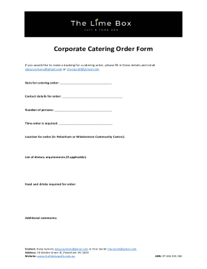 Fillable Online Sample Catering Order Form Pdf Download Fax Email Print ...