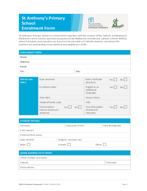 Fillable Online Fill - Free fillable STUDENT ENROLMENT APPLICATION FORM ...