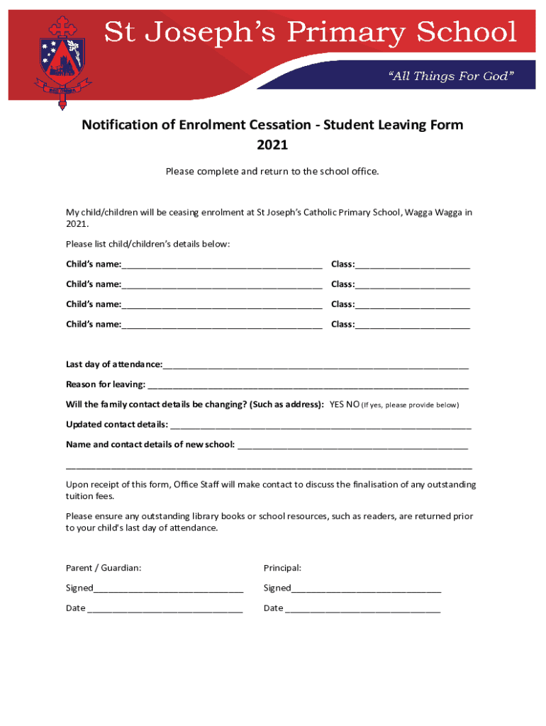 Fillable Online Student Leaving Form.docx Fax Email Print - pdfFiller