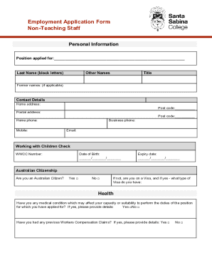 Fillable Online Employment Application Form Non-Teaching Staff Fax ...